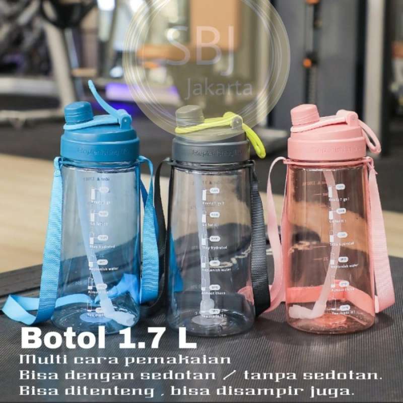 Jual BOTOL AIR MINUM UKURAN BESAR BPA FREE 1700 ML DENGAN SEDOTAN ...