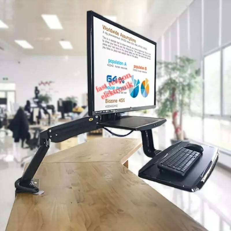 Jual Bracket Monitor Meja Sit & Stand Gas Strut NB FC55 Ergonomic Sit ...