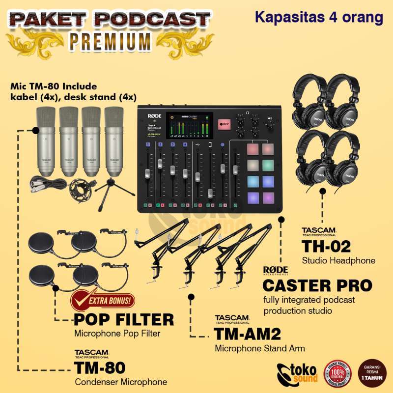 Jual PAKET PODCAST PREMIUM 4 ORG - Rodecaster Pro Mixer - Tascam Microphone di Seller Tokosound ...