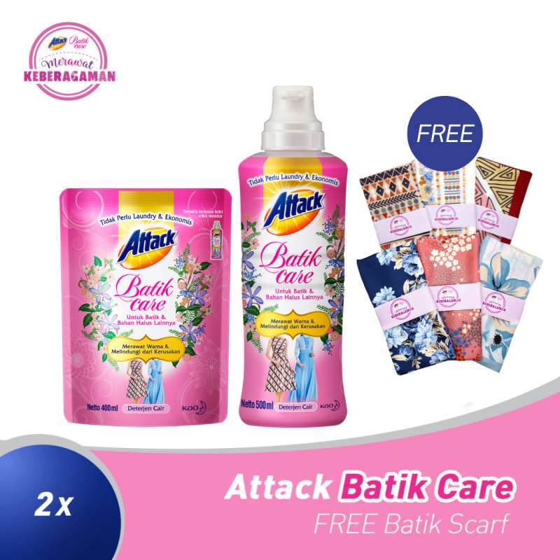 Promo Attack Batik Care Deterjen Cair Botol 500 mL + Attack Batik Care ...
