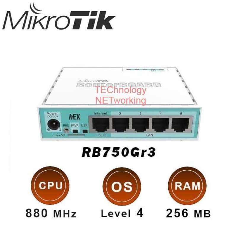 Jual Mikrotik Hex Rb750gr3 5 Port Gigabit Router Usb Microsd Poe In Di ...
