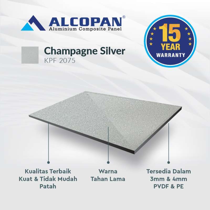 Jual ACP Alcopan Champage Silver Outdoor PVDF 4mm Aluminium Composite ...