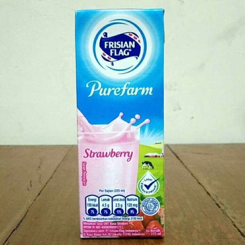 Jual Susu Bendera Frisian Flag Purefarm Uht Strawberry | Stroberi Kotak Uht - 225 Ml 36 Pcs ...