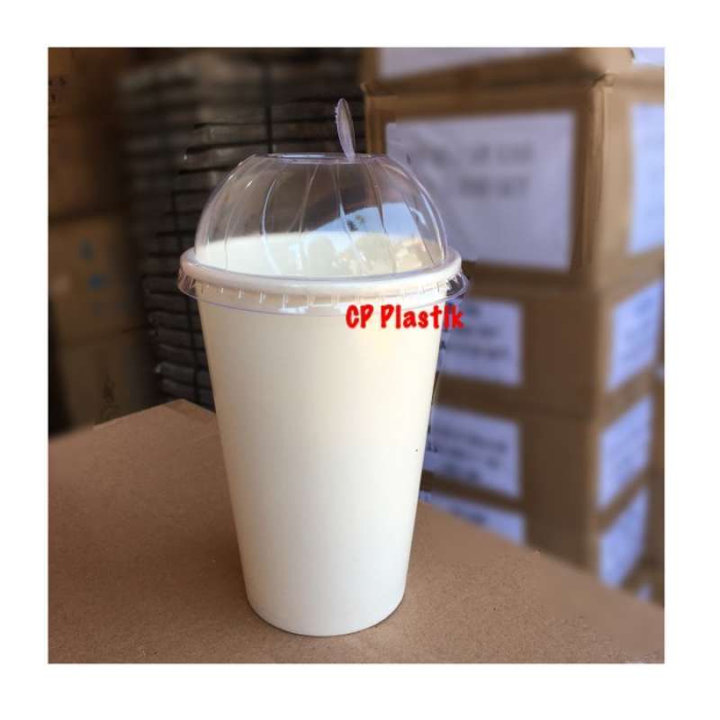 Promo Paper Cup Cold Uk. 16 oz + Lid Dome (isi 50 pcs) Diskon 32% di ...