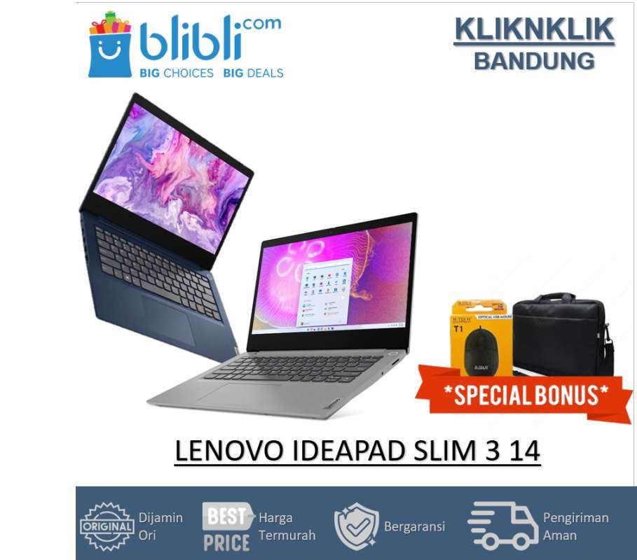 Jual LAPTOP LENOVO IDEAPAD SLIM 3 14 AMD RYZEN 3 3250U 4GB 8GB 256GB 14 FHD WIN11HOME + OHS ...