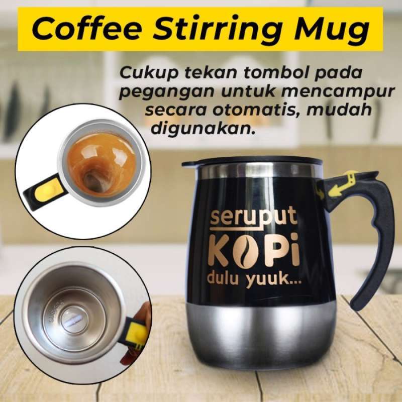 Promo Mug Otomatis Self Stirring Mug Unik Gelas Stainless Seruput Kopi ...