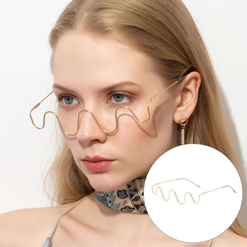 Jual Semi Glasses Frame Reading Wave Shape Woman Half Glasses Gold di ...