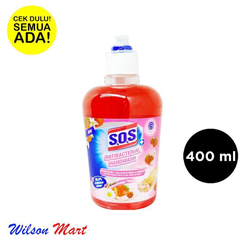 Promo SOS ANTI BACTERIAL HAND WASH STRAWBERRY FLORAL 400 ML PUMP SABUN ...