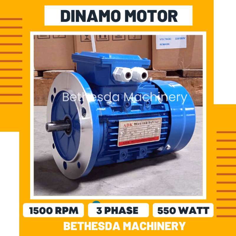 Jual Mesin Motor Dinamo Electro 0.75 Hp 0.55 Kw Type Flange Mounted 4 Pole 1500 RPM 3 Phase di ...