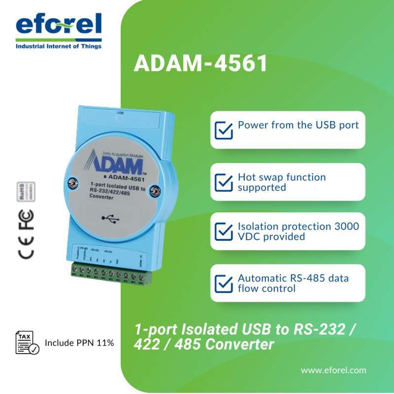 Jual 1-port Isolated USB to RS-232/422/485 Serial Converter to USB Industrial ADAM-4561 ...