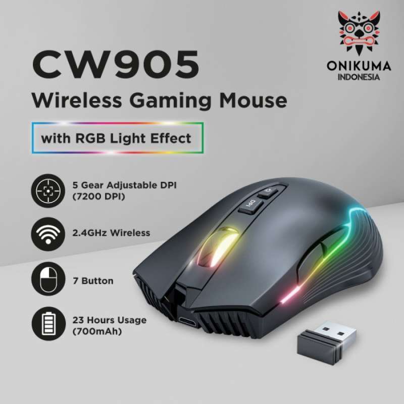 Promo Onikuma Cw905 Mouse Gaming Wireless 2.4 Ghz Diskon 10% di Seller ...