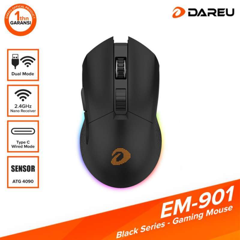 Promo Dareu Em-901 Pro Mouse Gaming Dual Mode Black Edition Diskon 10% ...