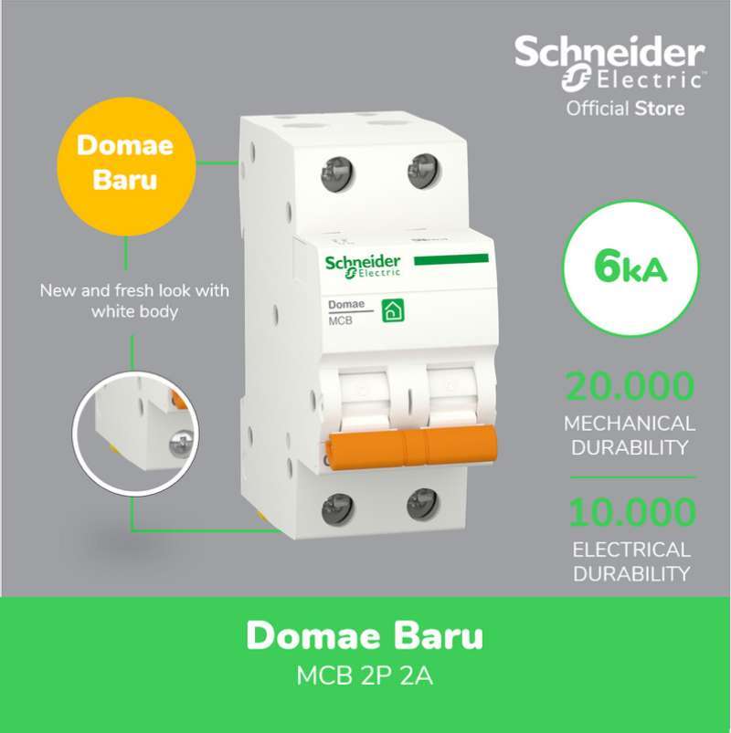Jual Schneider Domae 2p Mcb 2a 4a 6a 10a 16a 20a 25a 32a 40a 50a 63a 2 Pole Asli New Berkualitas ...