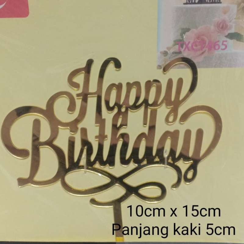 Promo CAKE TOPPER AKLIRIK EKSKLUSIF GOLD tulisan HAPPY BIRTHDAY (SATUAN ...