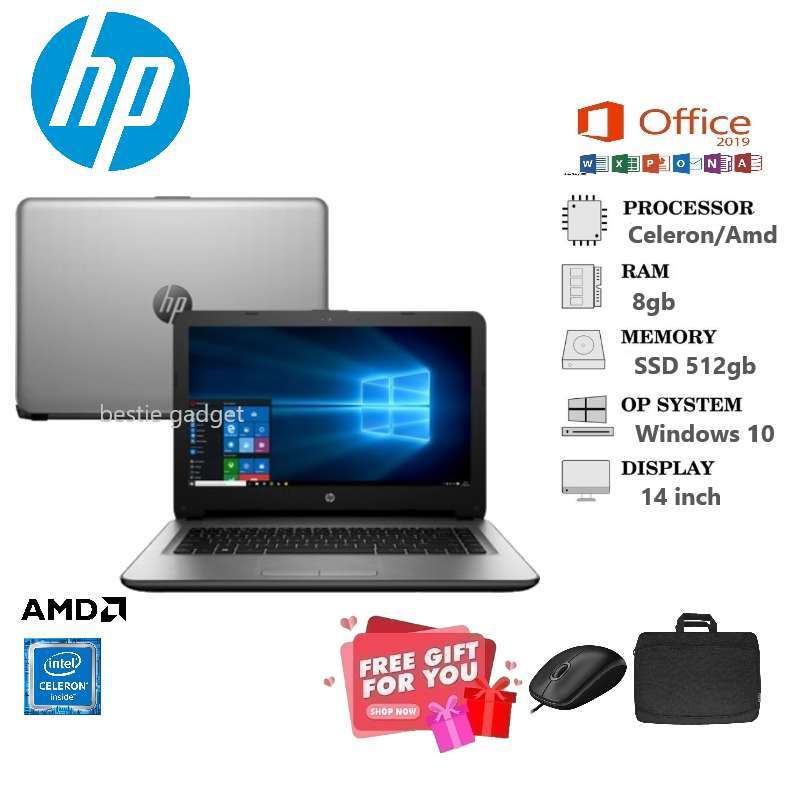 Promo LAPTOP HP 14 RAM 8GB/SSD 512GB WINDOWS 10 [FREE TAS & MOUSE ...
