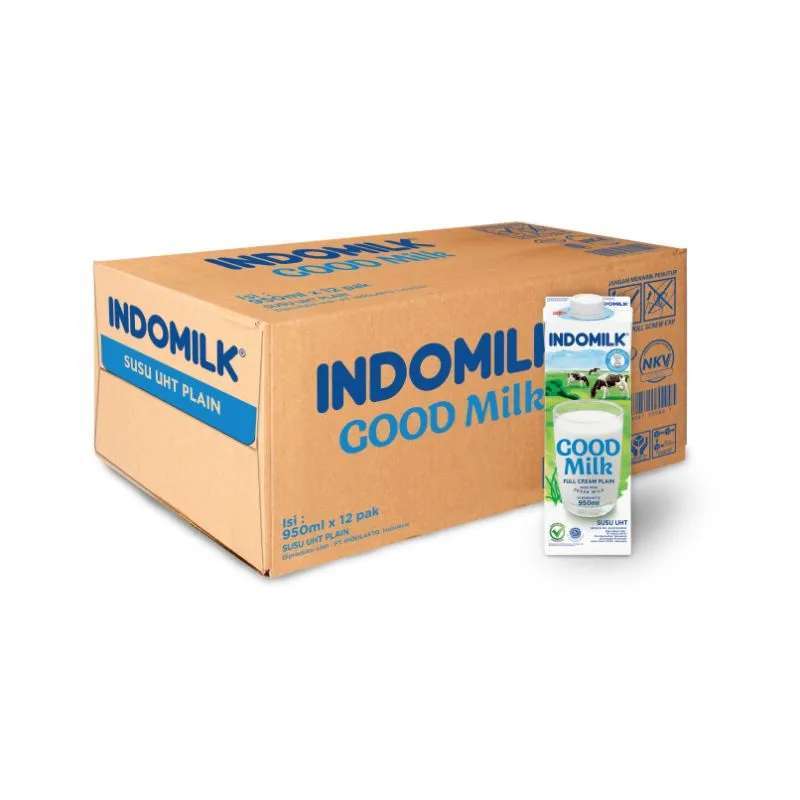 Jual Indomilk Good Milk Full Cream Plain 950ml 1 Dus 1x12pcs Uht Susu Full Cream Di Seller ...