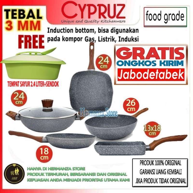 Jual Cookware Set Cypruz Cyprus Marble 5 Pcs (free Jabodetabek) Di ...