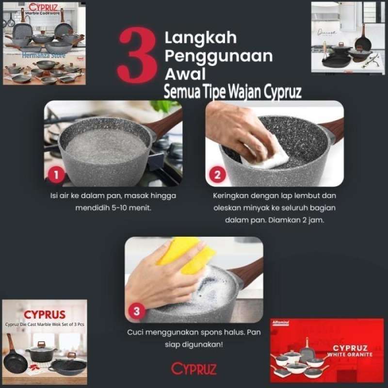 Jual Cookware Set Cypruz Cyprus Marble 5 Pcs (free Jabodetabek) Di ...