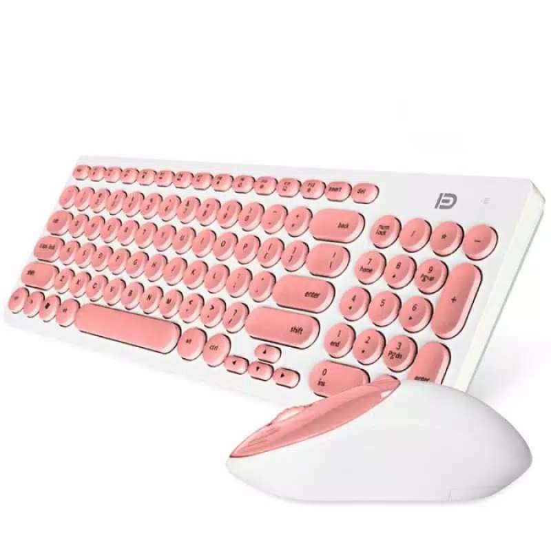 Jual Set Keyboard + Mouse Wireless Warna Pink untuk PC / Laptop di ...