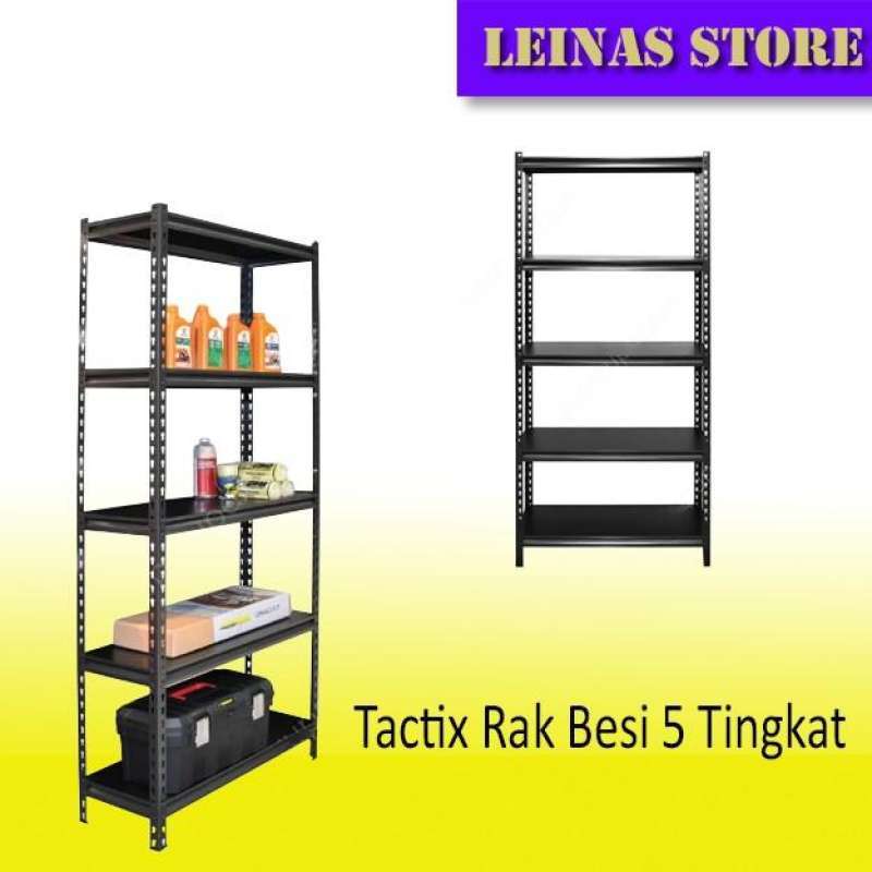 Jual Rak Besi 5 Tingkat Hitam 80 x 30.5 x 183 cm TACTIX / Rak BESI KRIS ...