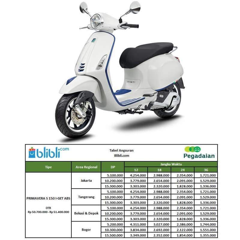 Jual Pegadaian INDENT - [DP] Vespa Primavera S 150 I-GET ABS Sepeda Motor [OTR Jabodetabek] - 20 ...