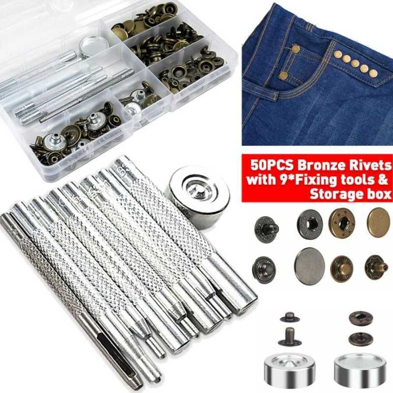 Jual 50 Set 4 Ukuran Kulit Keling Single Cap Rivet Tubular Kancing ...