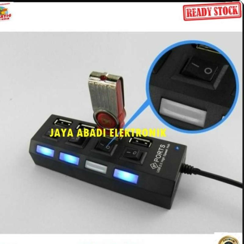 Jual USB HUB 4 PORT SAKLAR ON OFF SLOT PENAMBAH SAMBUNGAN CABANG 4IN1 KABEL KONEKTOR KOMPUTER