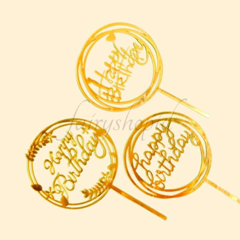 Jual Topper Kue Ulang Tahun Akrilik / Topper Cake Happy Birthday Bulat ...