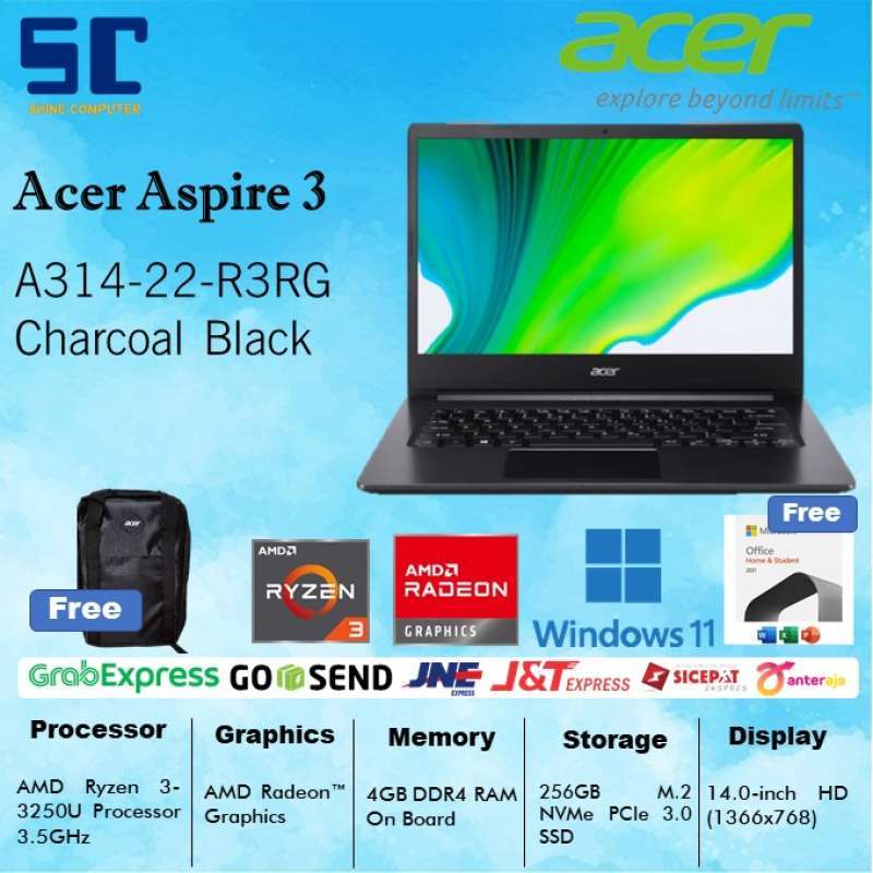 Promo Acer Aspire 3 A314-22-R3RG AMD R3-3250U/4GB/256GB/AMD RADEON/W11 ...