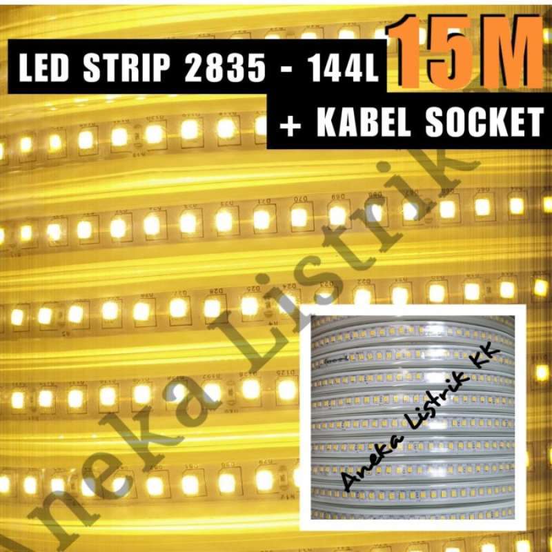 Promo Lampu Led Strip 2835 144Led 220V 15M Kuning Warm White 15 M Meter ...