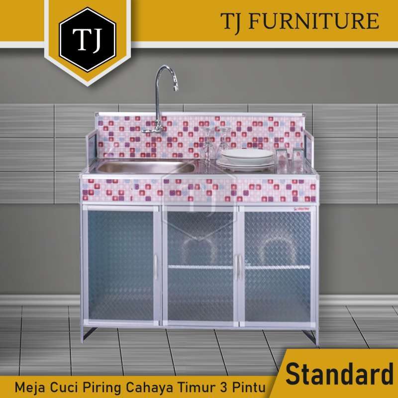 Jual Cahaya Timur Meja Wastafel Cuci Piring Dengan Rak Piring Kaca Es 3 ...