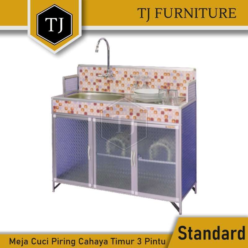 Jual Cahaya Timur Meja Wastafel Cuci Piring Dengan Rak Piring Kaca Es 3 ...