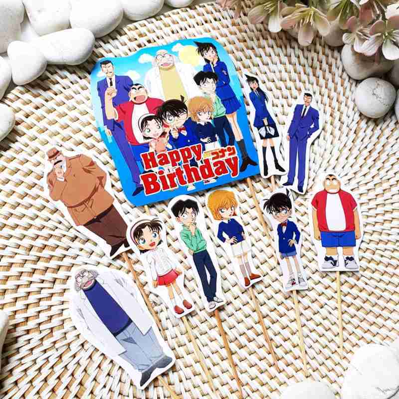 Jual Detective Conan Anime Birthday Cake Topper Cupcake Pudding Hiasan ...