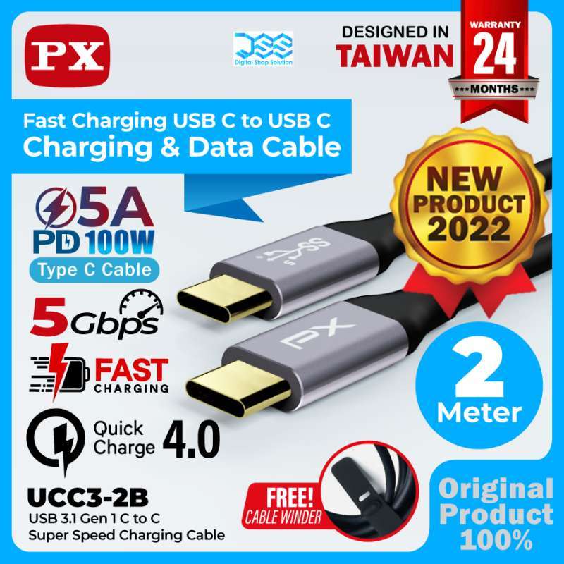 Promo Kabel Data Type C Fast Charging Quick Charge 100w 1 Meter Px Ucc3 ...