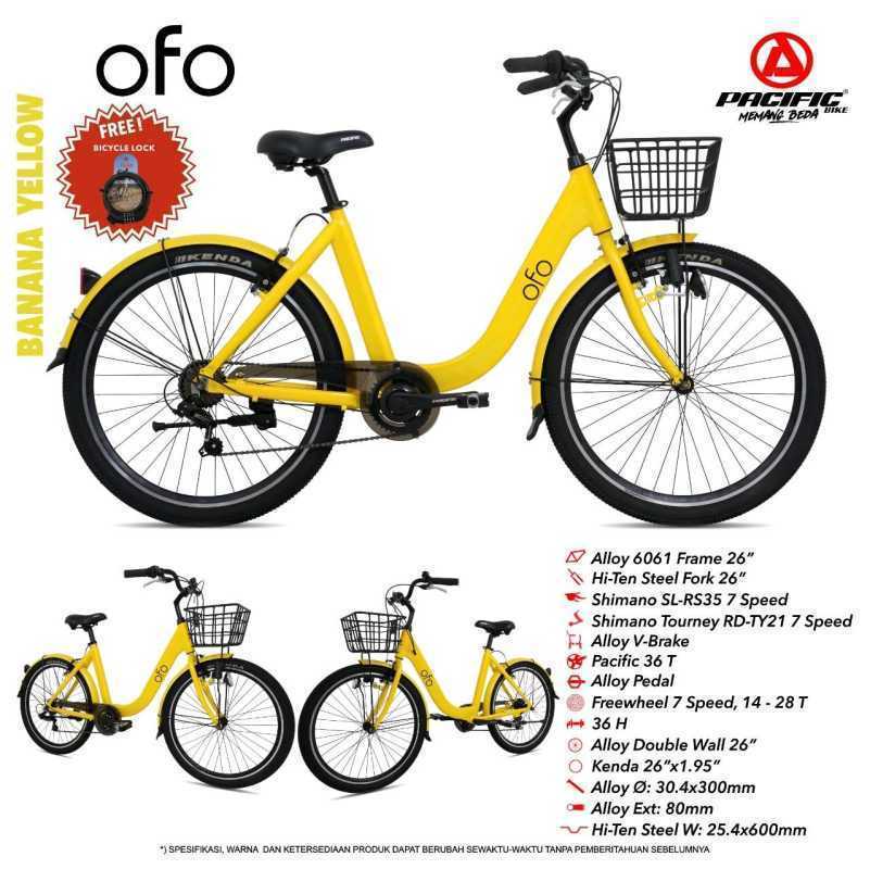 Promo Pacific Ofo Sepeda Mini Keranjang Ofo Ctb 26 7 speed Frame Alloy ...
