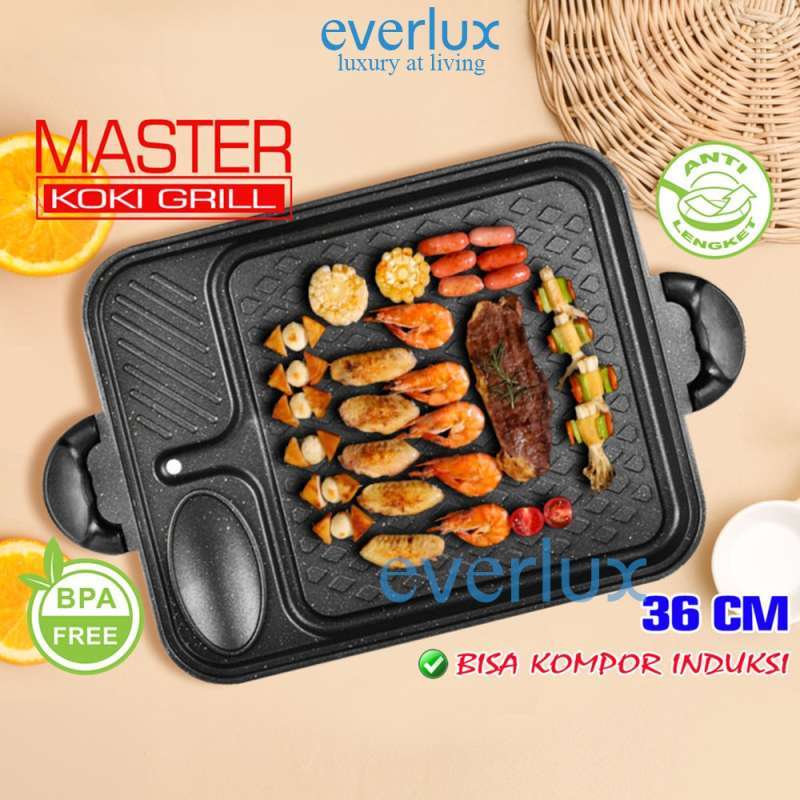 Promo Panci Grill Pan Premium MASTER KOKI 2156 Alat Bakar bakar ...