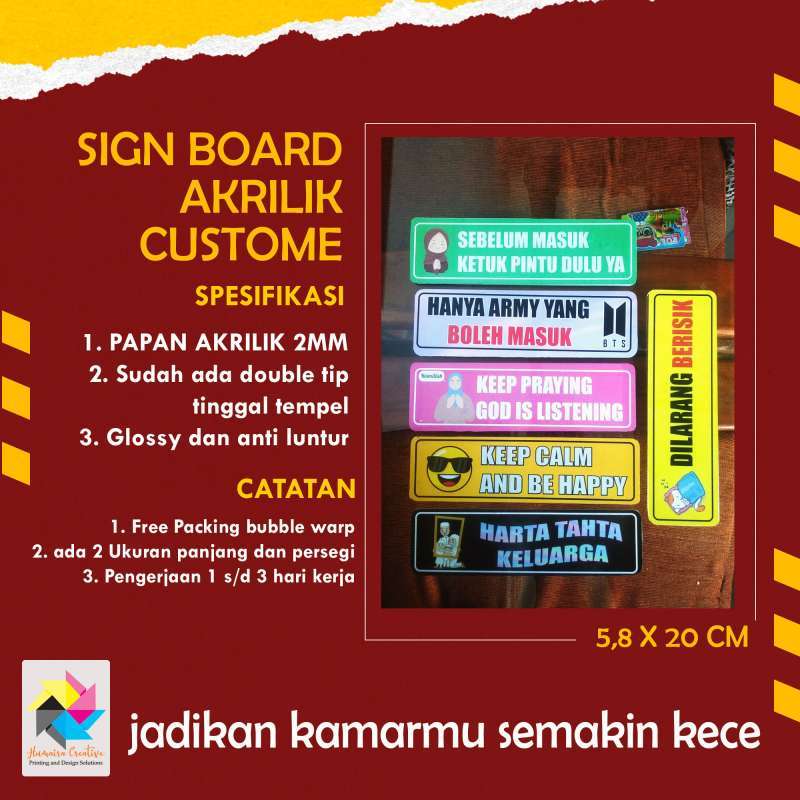 Jual Signboard, signage atau Papan Tanda Akrilik Custome Murah, Cepat ...