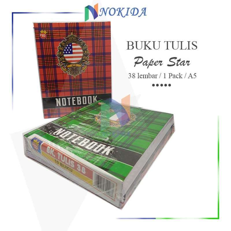 Jual Nokida Buku Tulis Sekolah Paper Star 38 Lembar [1 Pack/A5] / Buku ...