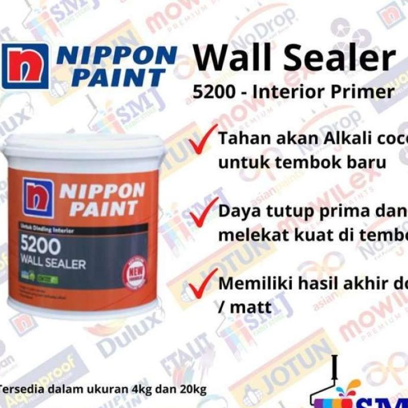 Jual Cat Dasar Tembok Interior Nippon Paint 5200 Wall Sealer 4kg Di ...