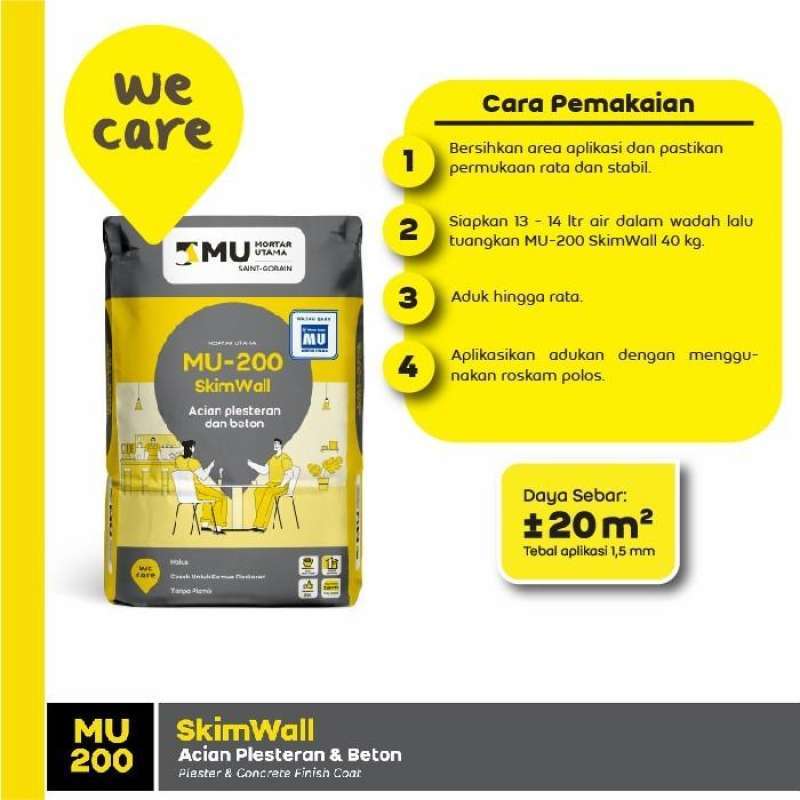 Jual Mortar Utama Mu-200 Skimwall Semen Acian Plester Dan Beton Mu200 ...