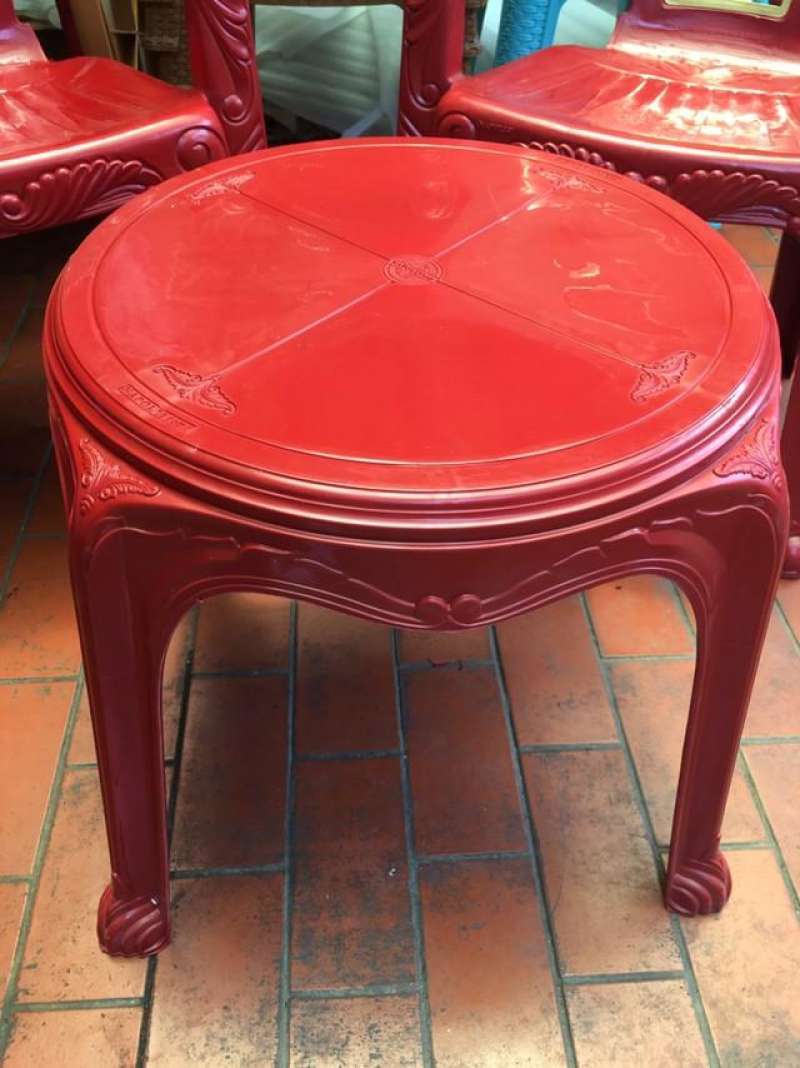 Jual Meja Tamu / Meja Teras Bulat Plastik Merah Napolly Di Seller ...