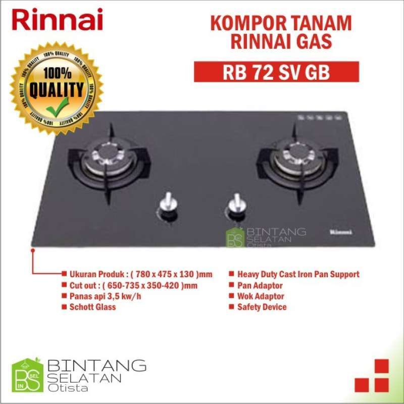 Jual KOMPOR TANAM RINNAI GAS BUILT IN HOB RB72SV RB 72SV GB di Seller ...