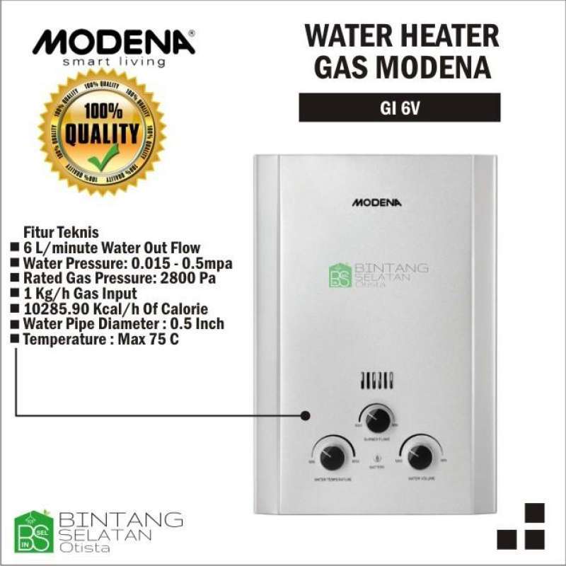 Promo WATER HEATER / PEMANAS AIR GAS MODENA GI 6 V ORI Diskon 1% di ...