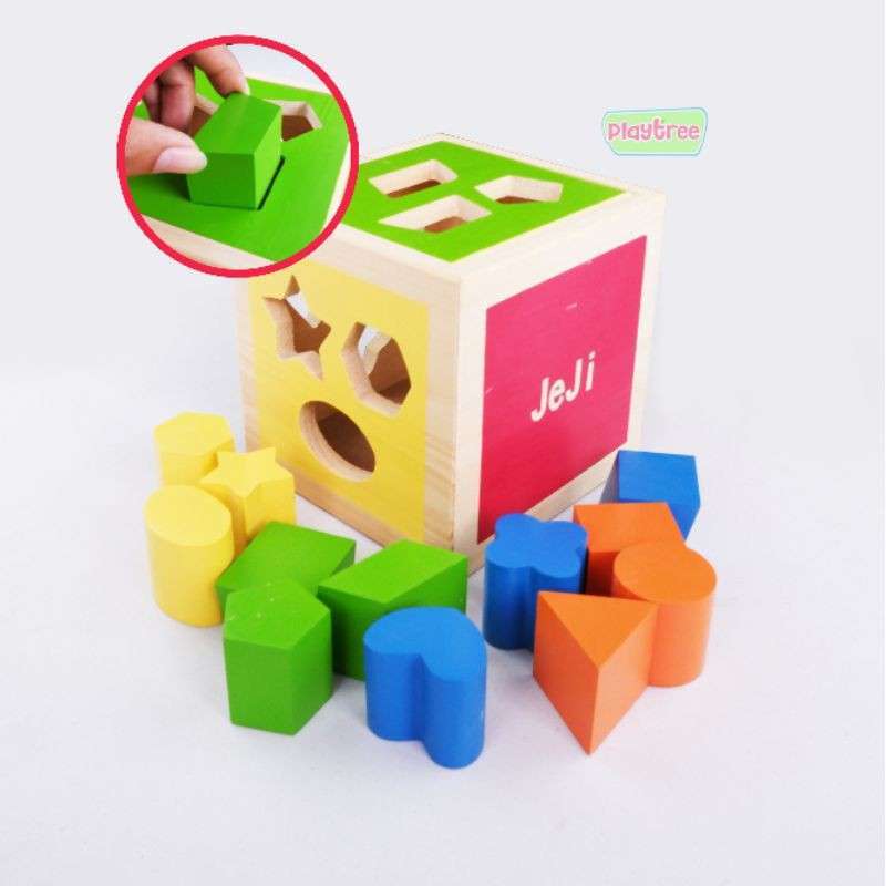 Jual Mainan Edukasi Kotak Bentuk Montessori Shape Sorter Box 12 Bentuk ...