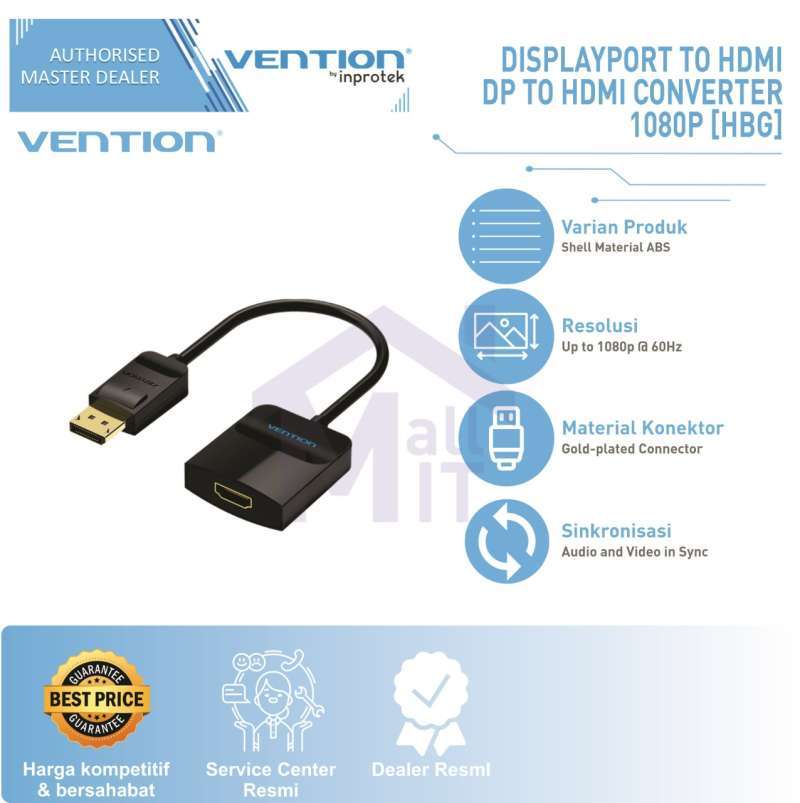 Jual Vention Display Port To Hdmi Adapter Dp To Hdmi Converter 1080p ...