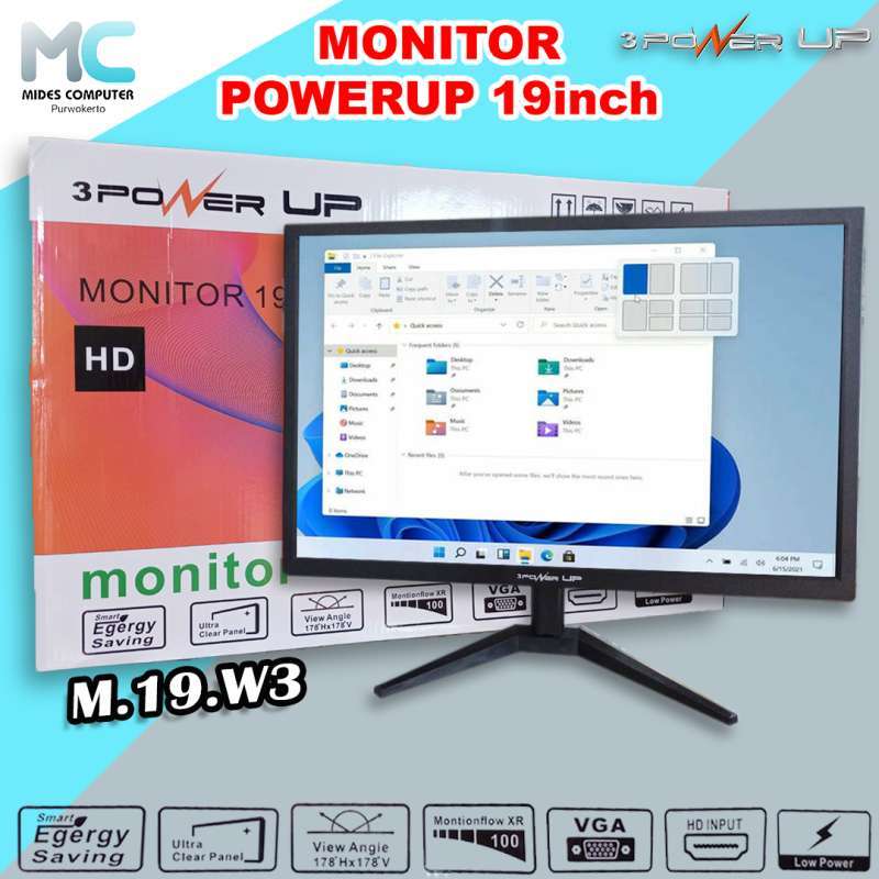 Jual Monitor Led Pc Komputer 19 Inch Powerup Vga/hdmi 60hz Di Seller ...