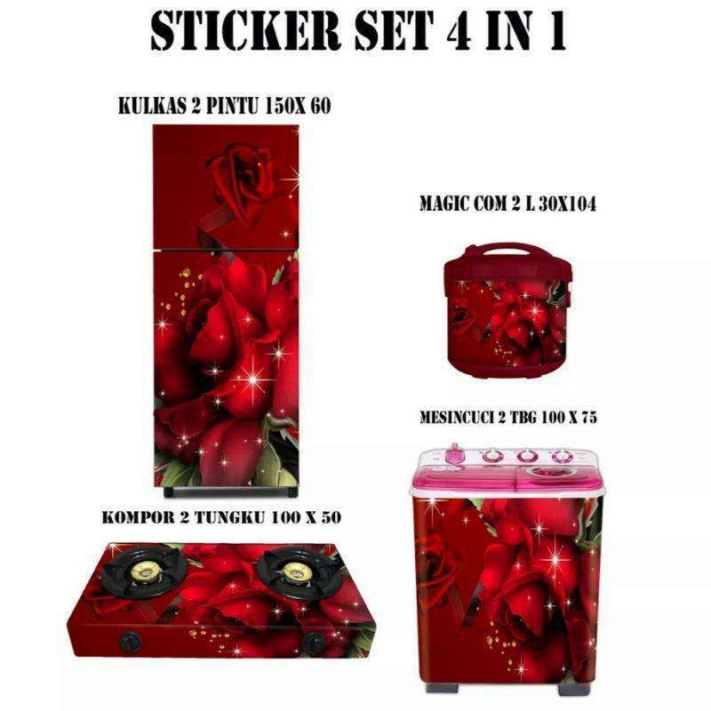 Jual Sticker Set 4 In 1 Motif Bunga Mawar Merah di Seller Abieya ...