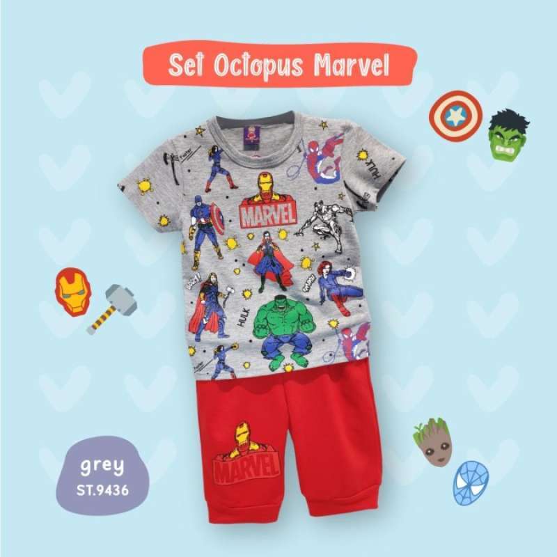 Jual [DISKONN|ORIGINAL|TERBARUU] Set Baju Rumah Anak Kartun Avenger ...