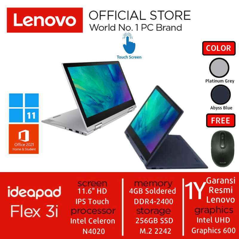 Jual Lenovo Ideapad Flex 3 11igl05 5sid 5tid Laptop 2 In 1 Celeron N4020 4gb 256gb Ssd 116