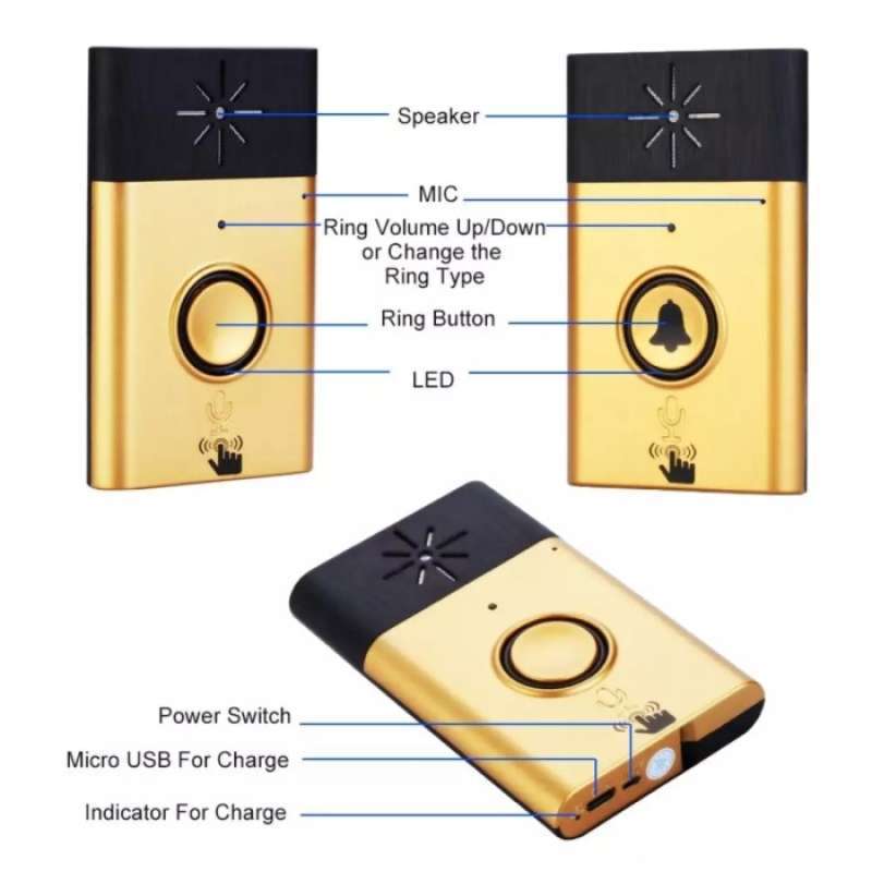 Promo Wireless Door Bell Intercom 2 Way Waterproof - Gold Diskon 10% di ...